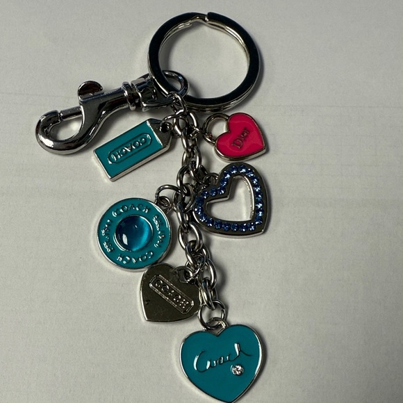 Coach | Accessories | Coach Silver And Blue Heart Keychain | Poshmark